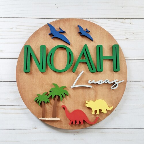 Kid's Dinosaur Name Sign - Etsy