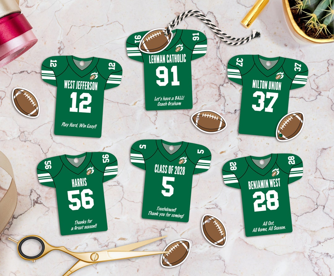 Editable Football Jersey Favor Tags: Personalized Team Banquet (instant ...