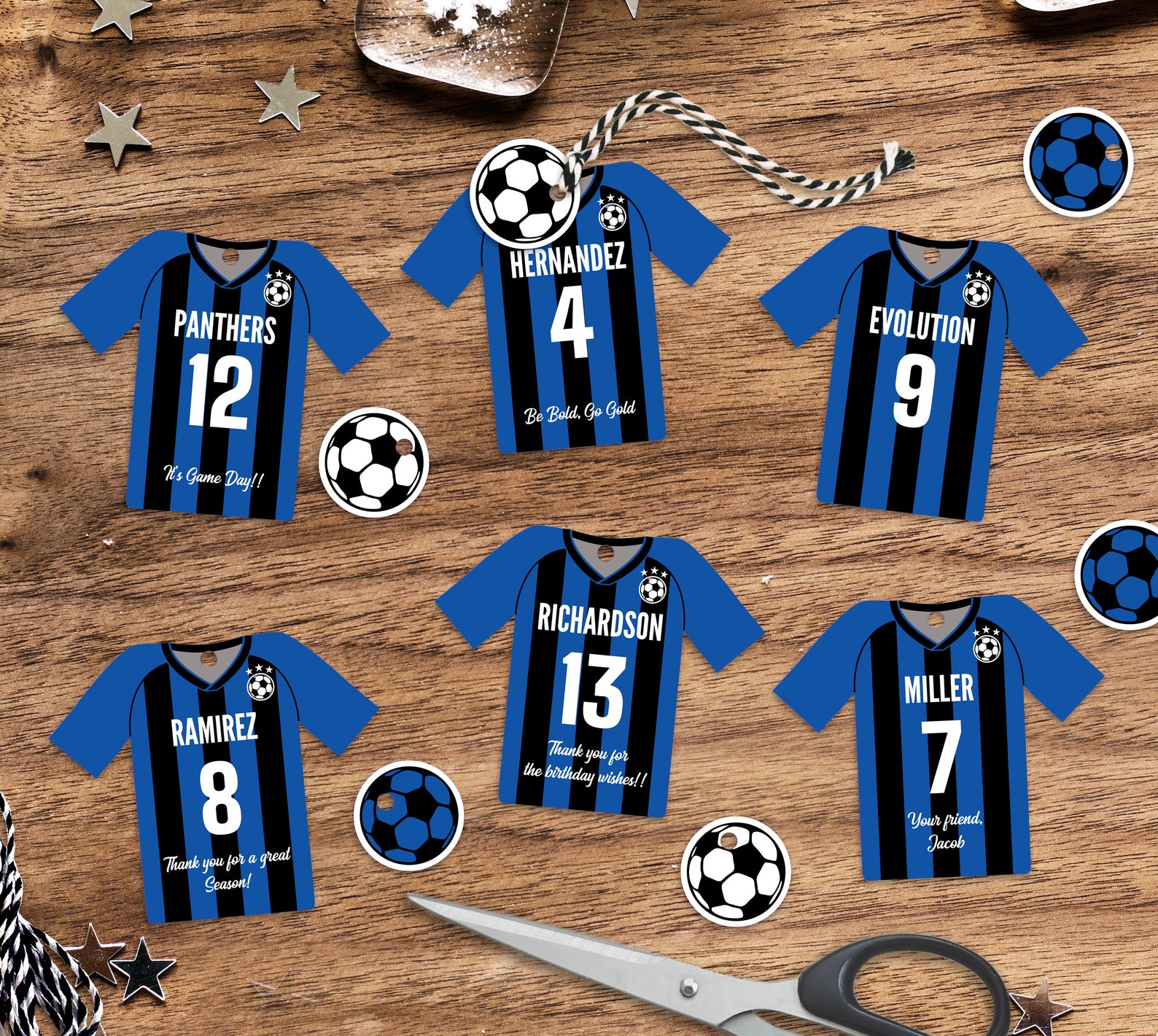 Editable Soccer Party Favor Tags, Personalized, Jersey Shaped Printable ...