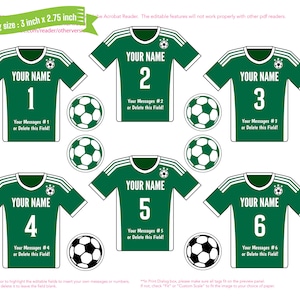 Editable Soccer Party Favor Tags, Personalized, Jersey Shaped Printable ...