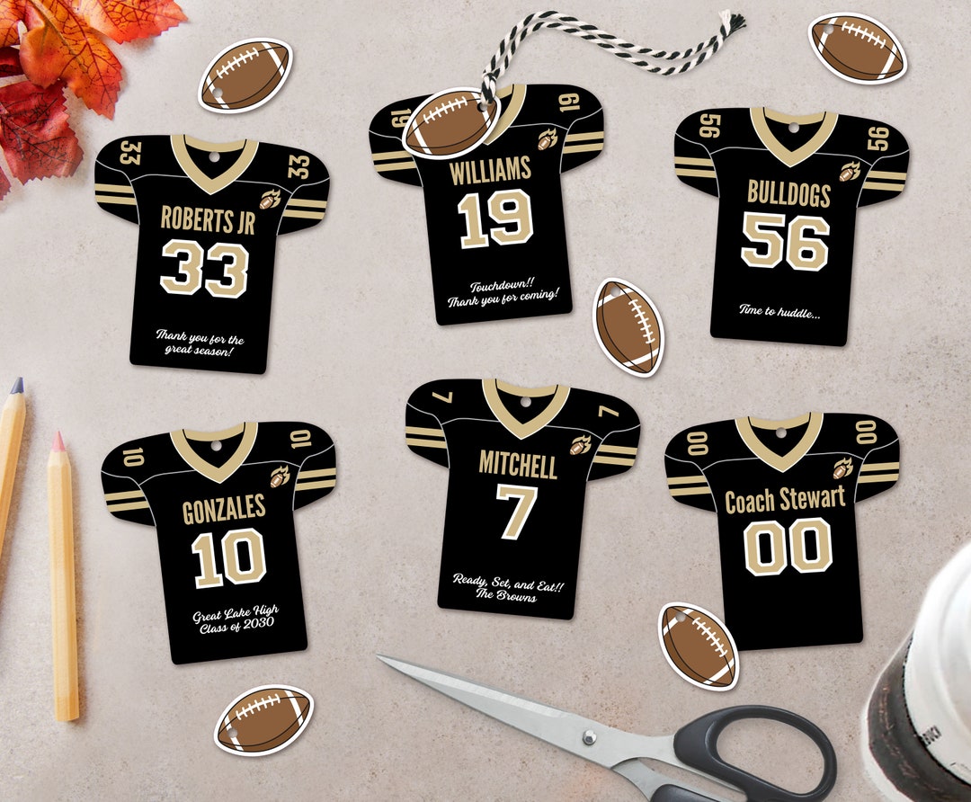Editable Football Jersey Favor Tags, Printable Template (instant ...