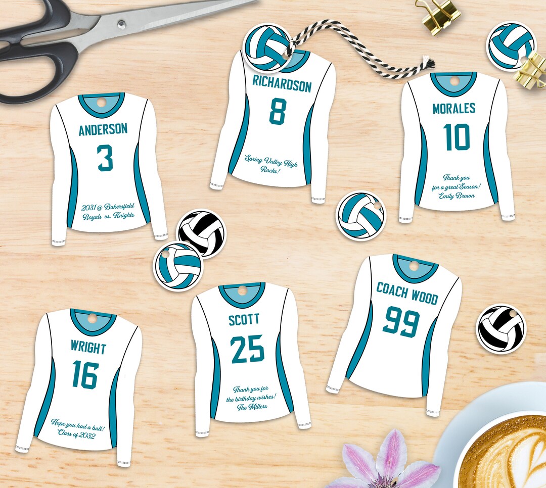 Editable Volleyball Party Favor Tags, Personalized, Jersey Ball ...