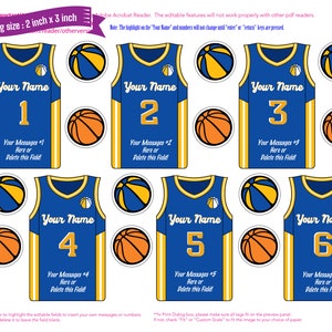 Editable Basketball Party Favor Tags, Personalized, Jersey Template ...