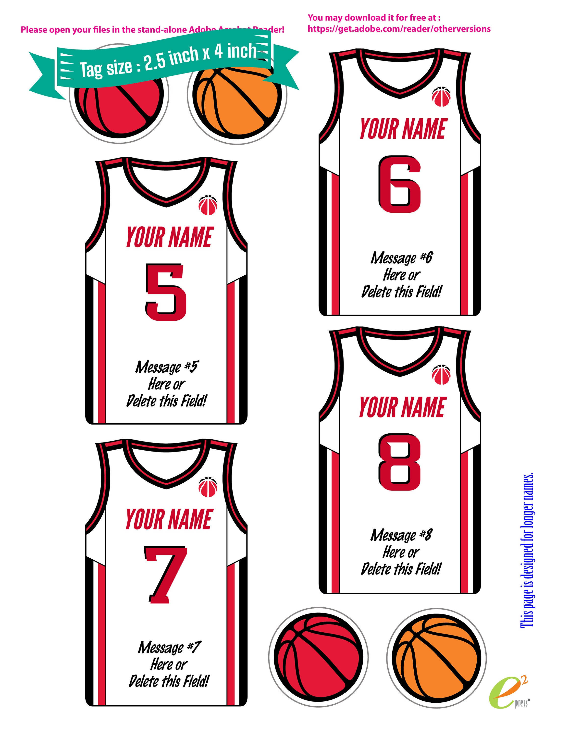 Editable Basketball Party Favor Tags Personalized Jersey - Etsy