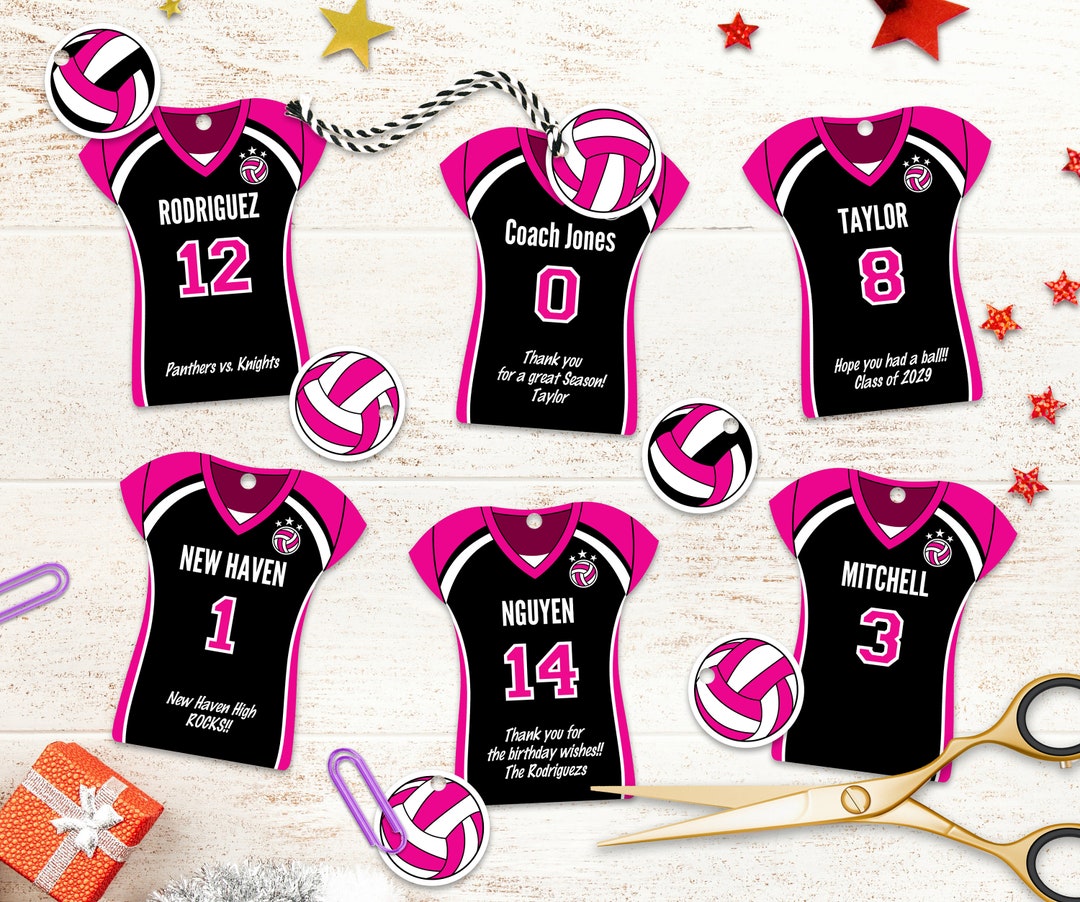 Editable Volleyball Jersey Favor Tags: Team Birthday (instant Download ...