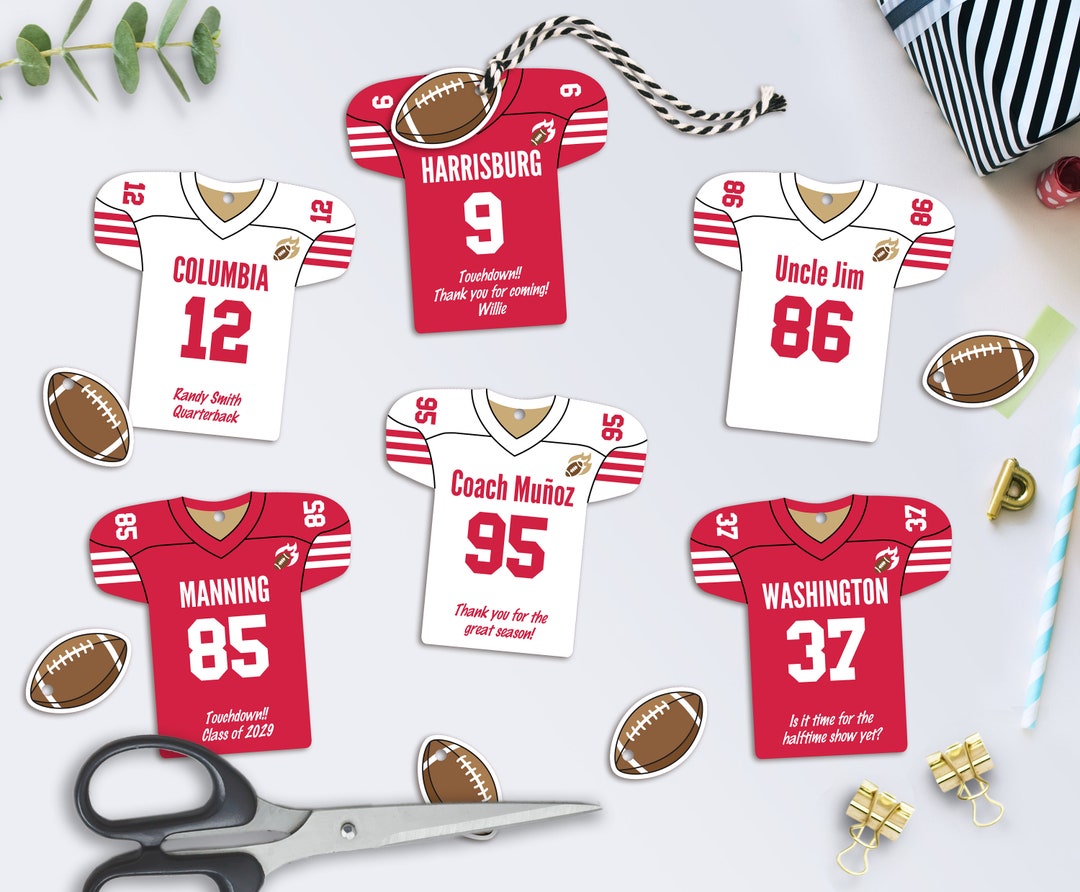 Editable Football Party Favor Tags, Personalized, Jersey Printable ...