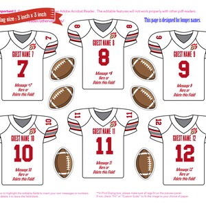 Editable Football Jersey Favor Tags: Personalized Team Banquet (instant ...
