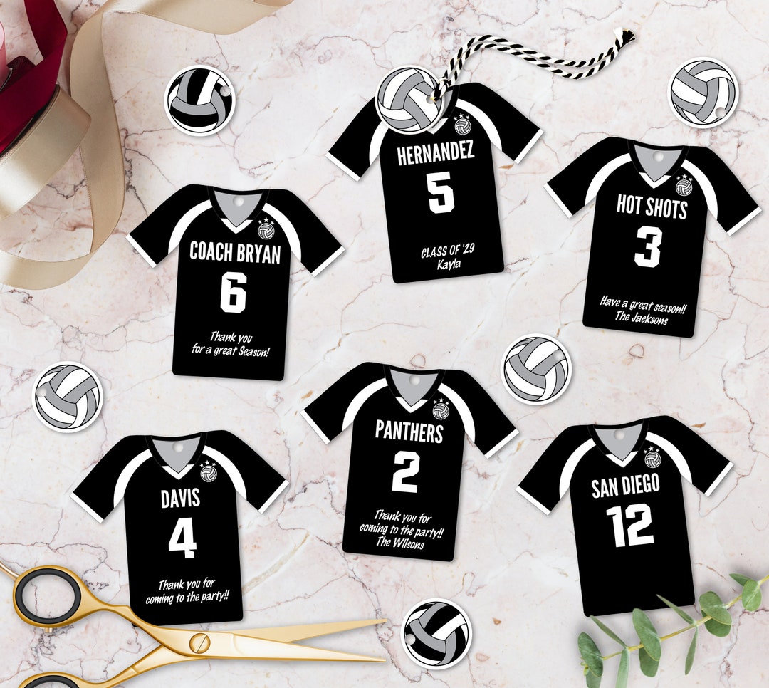 Volleyball Team Jersey Favor Tags: Personalized Printable (instant ...
