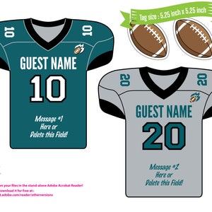 Editable Football Party Favor Tags, Personalized, Jersey Printable ...