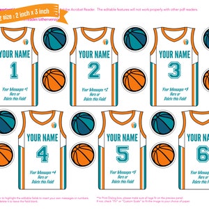 Editable Basketball Party Favor Tags, Personalized, Jersey Template ...