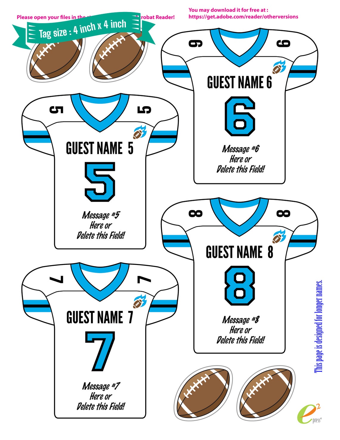 Editable Football Jersey Favor Tags: Personalized Team Banquet (instant ...