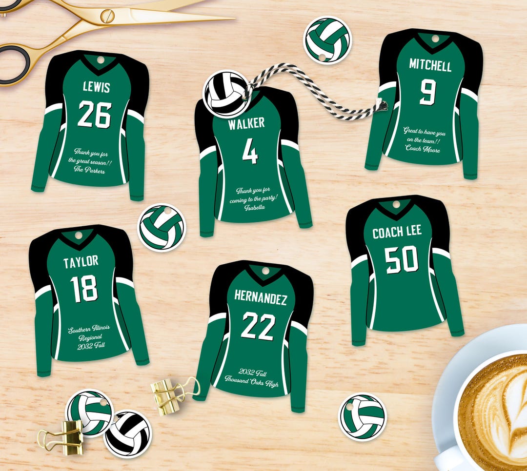Editable Volleyball Party Favor Tags, Personalized, Jersey Ball ...