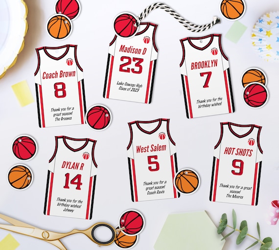 Editable Basketball Party Favor Tags Personalized Jersey | Etsy