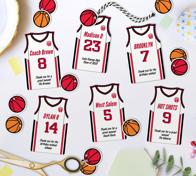 Editable Basketball Party Favor Tags Personalized Jersey - Etsy