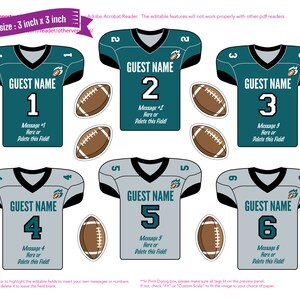 Editable Football Party Favor Tags, Personalized, Jersey Printable ...