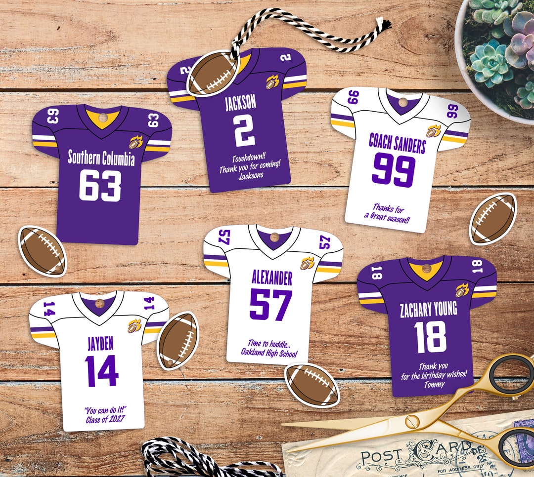 Editable Football Jersey Favor Tags: Team Banquet Printable (instant ...