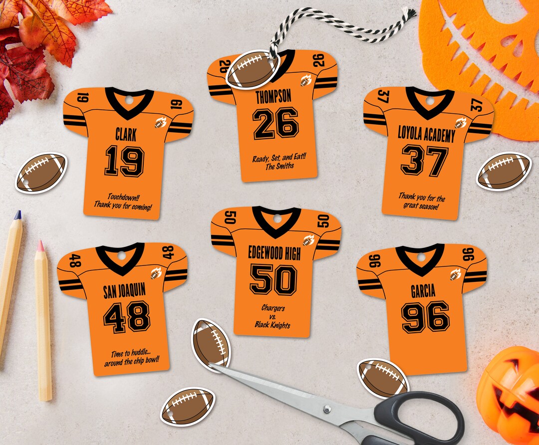 Editable Football Party Favor Tags, Personalized, Jersey Printable ...