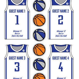 Editable Basketball Party Favor Tags, Personalized, Jersey Template ...