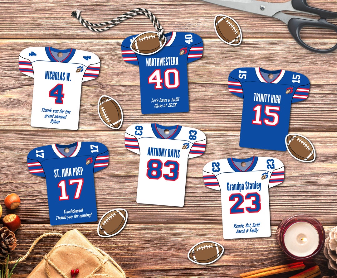 Editable Football Party Favor Tags, Personalized, Jersey Printable Tags ...