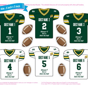 Editable Football Jersey Favor Tags: Personalized Team Banquet (instant ...