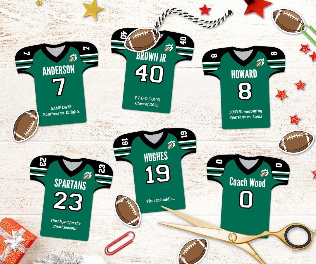 Editable Football Party Favor Tags, Personalized, Jersey Printable ...