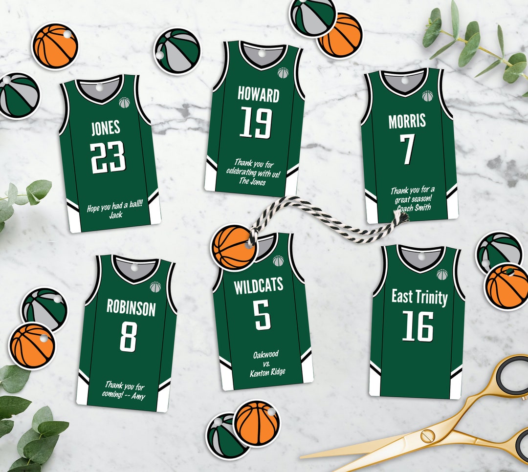 Editable Basketball Jersey Favor Tags: Team Birthday Party (instant ...