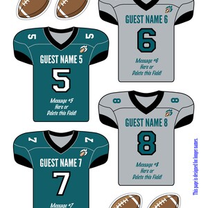 Editable Football Party Favor Tags, Personalized, Jersey Printable ...