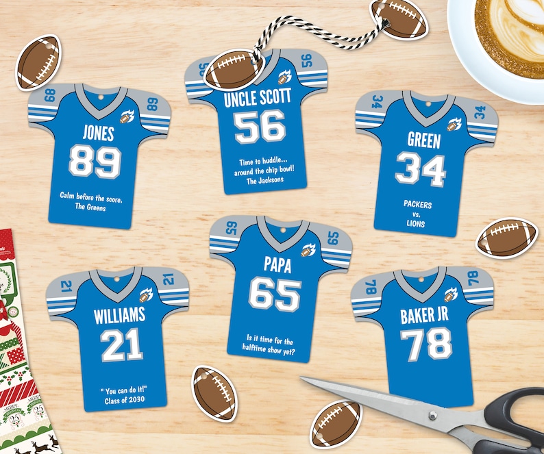 Editable Football Jersey Favor Tags, Personalized Printable (instant ...