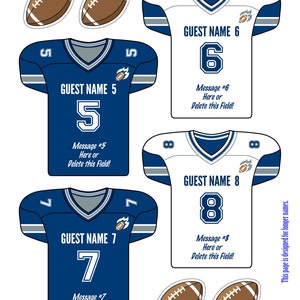 Editable Football Party Favor Tags, Personalized, Jersey Printable ...