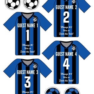 Editable Soccer Party Favor Tags, Personalized, Jersey Shaped Printable ...