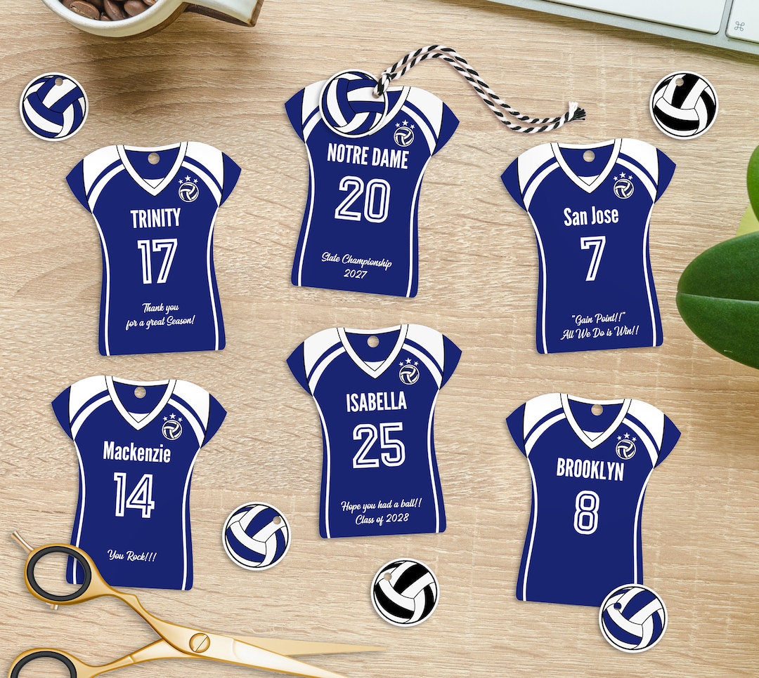 Editable Volleyball Party Favor Tags, Personalized, Jersey Shaped ...