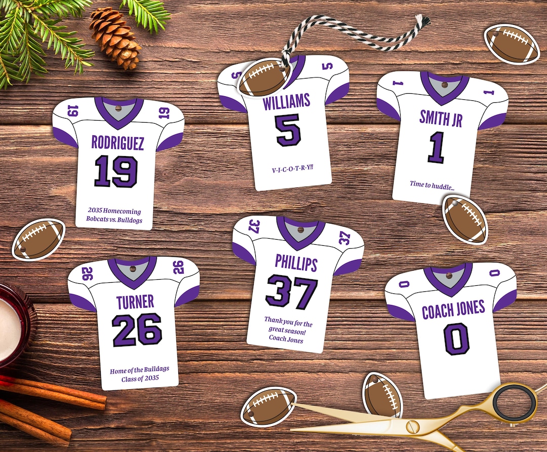 Editable Football Jersey Favor Tags: Personalized Team Banquet (instant ...