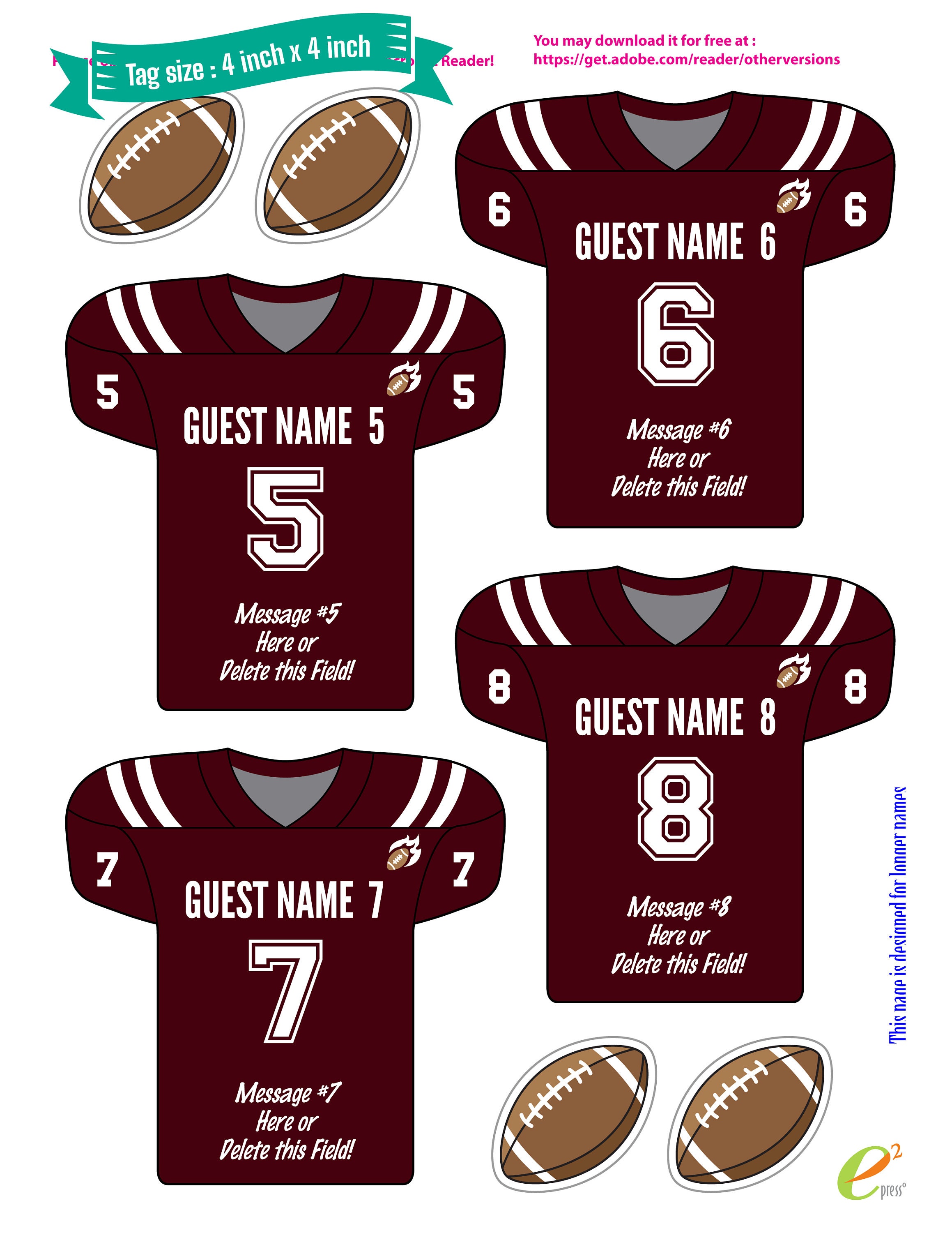 Editable Football Jersey Favor Tags: Personalized Team Banquet (instant ...
