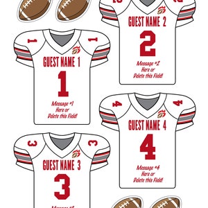 Editable Football Jersey Favor Tags: Personalized Team Banquet (instant ...