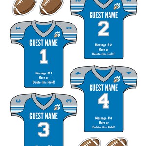 Editable Football Jersey Favor Tags, Personalized Printable (instant ...