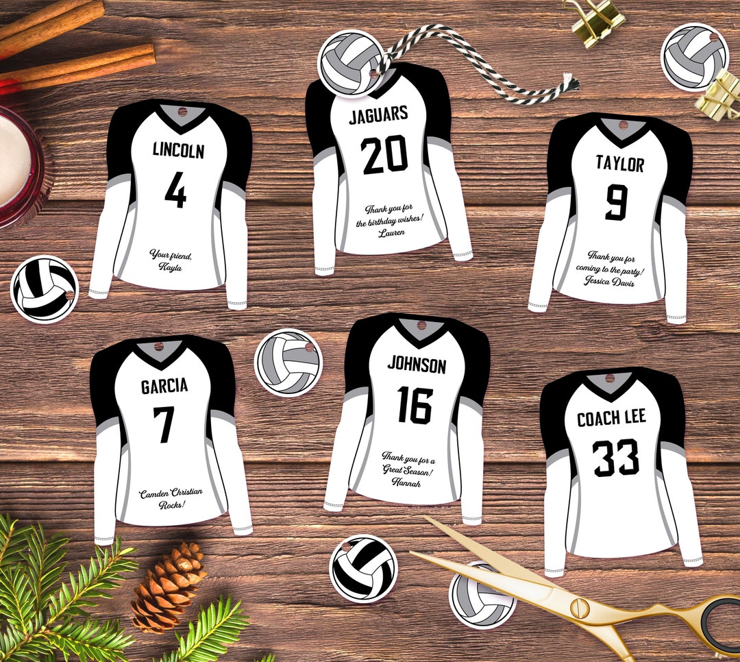 Volleyball Jersey Favor Tags, Personalized Team Birthday (instant ...