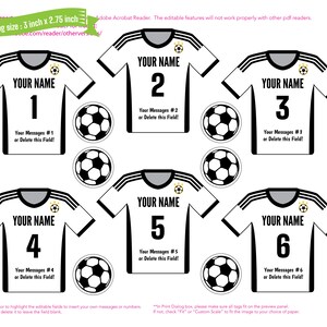 Editable Soccer Party Favor Tags, Personalized, Jersey Shaped Printable ...