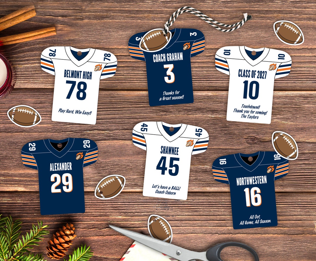 Editable Football Jersey Favor Tags: Team Banquet Printables (DIY ...