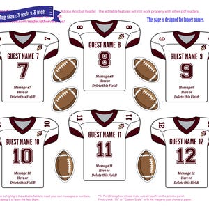 Editable Football Party Favor Tags, Personalized, Jersey Printable ...