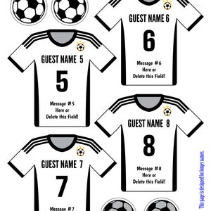 Personalized Soccer Jersey Favor Tags, Printable Team Birthday (digital ...