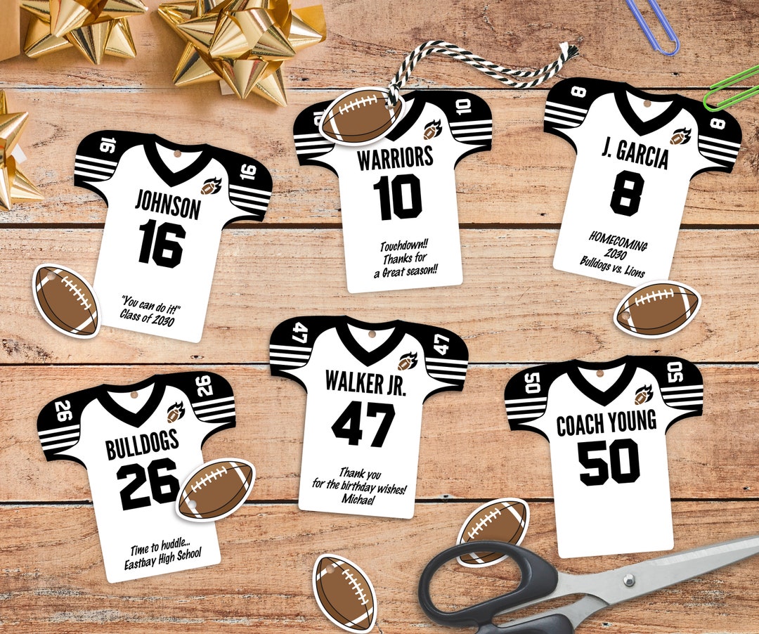 Editable Football Party Favor Tags, Personalized, Jersey Printable ...