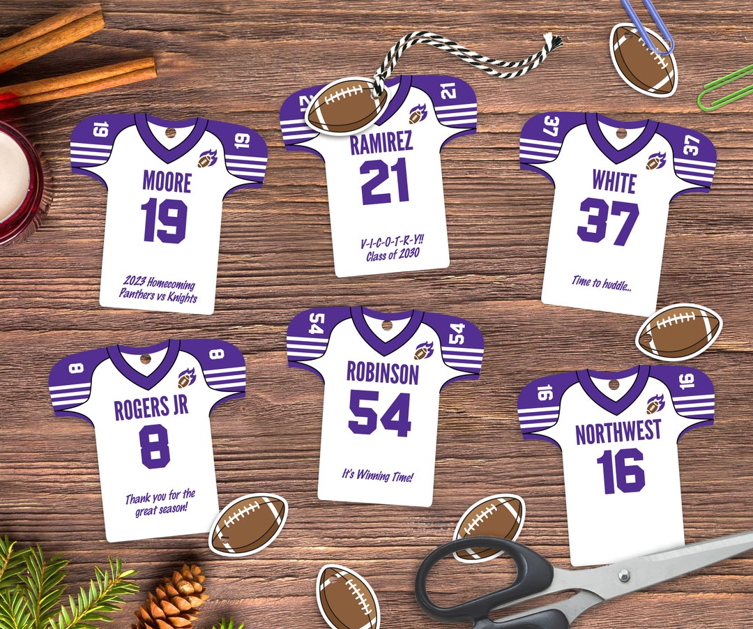 Editable Football Party Favor Tags, Personalized, Jersey Printable ...