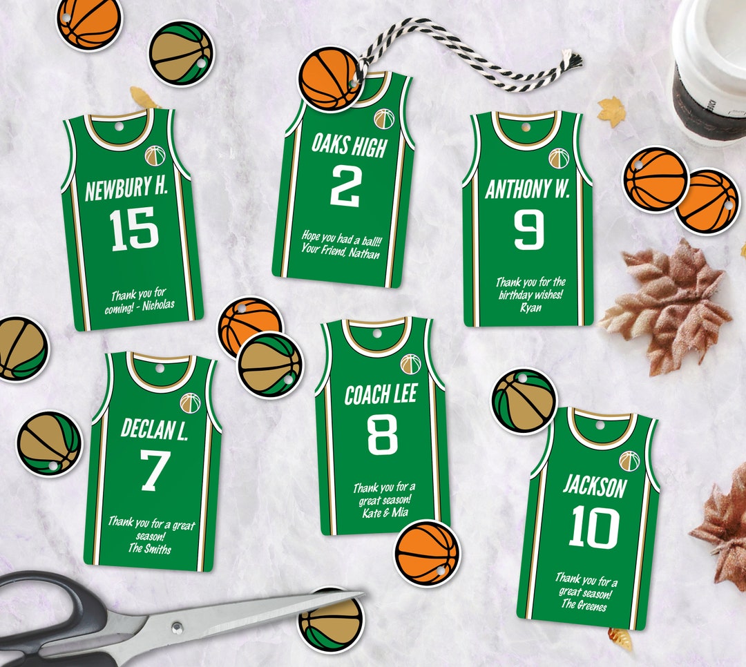 Personalized Basketball Jersey Favor Tags: Team Birthday (instant ...