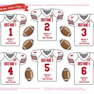 Editable Football Jersey Favor Tags: Personalized Team Banquet (instant ...