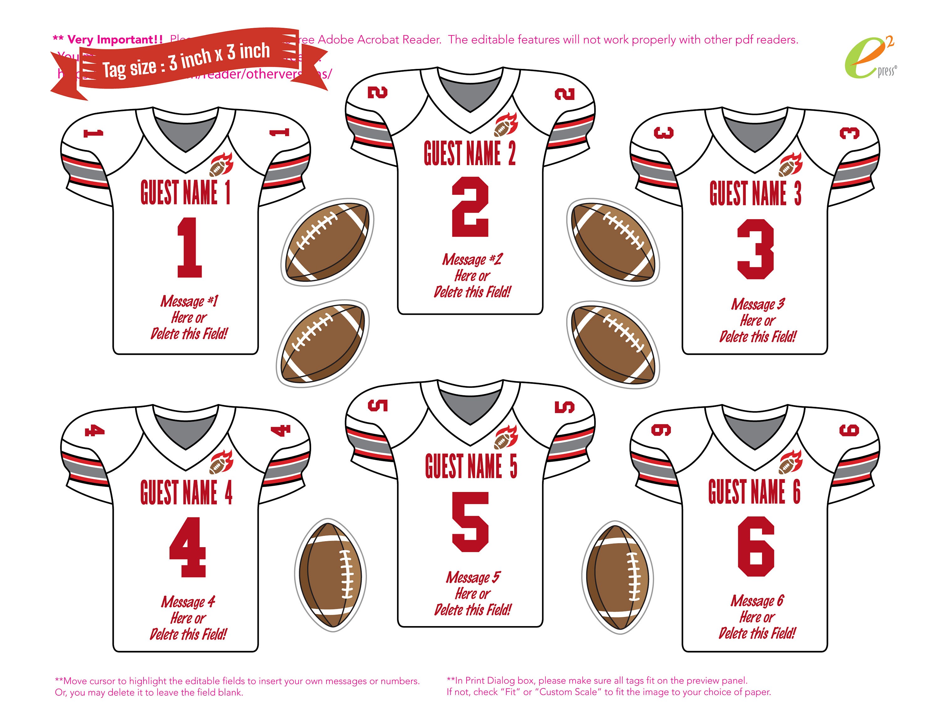 Editable Football Jersey Favor Tags: Personalized Team Banquet (instant ...