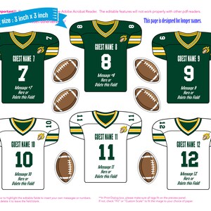 Editable Football Jersey Favor Tags: Personalized Team Banquet (instant ...