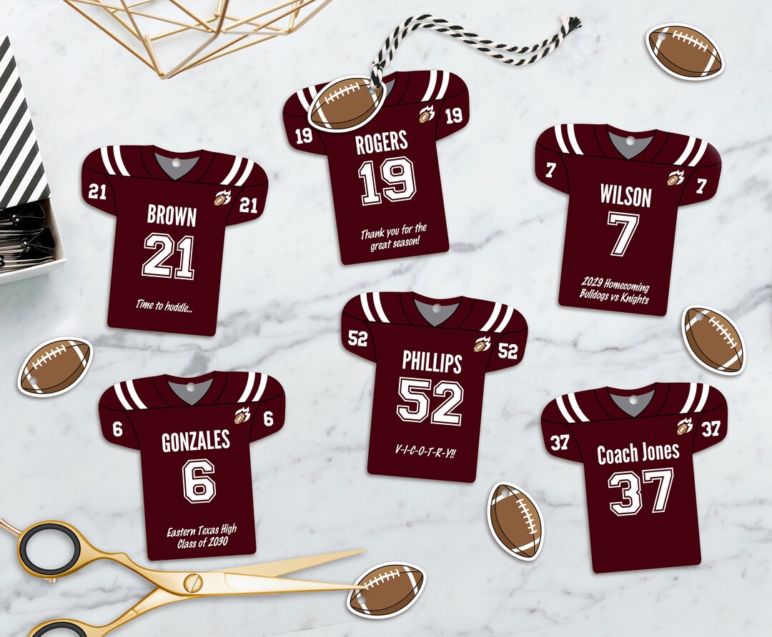 Editable Football Jersey Favor Tags: Personalized Team Banquet (instant ...