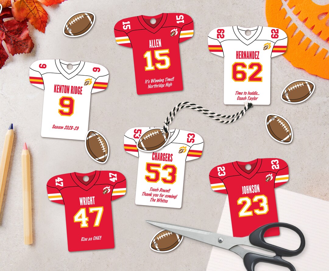 Editable Football Party Favor Tags, Personalized, Jersey Printable ...