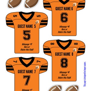 Editable Football Jersey Favor Tags: Team Banquet Printable (instant ...