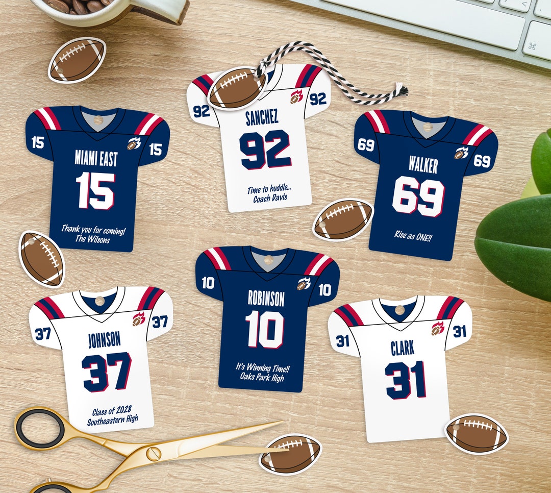 Editable Football Jersey Favor Tags, Personalized Team Banquet (instant ...